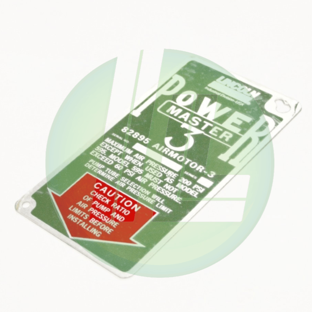 Lincoln Industrial 244520 Power Master 3 Pump Serial Plate – Industrial ...